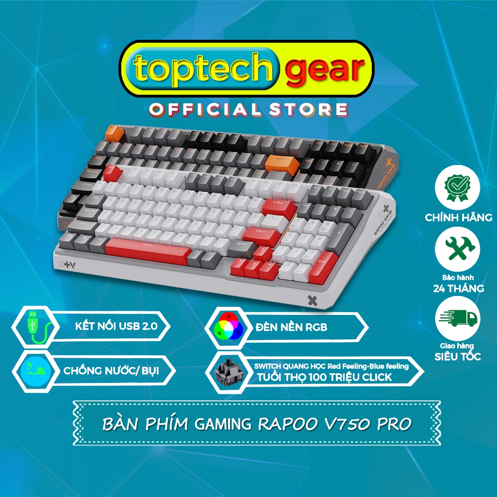 Bàn Phím Quang Học Gaming RAPOO V750 PRO-98 Led RGB Chống Nước - Chính ...