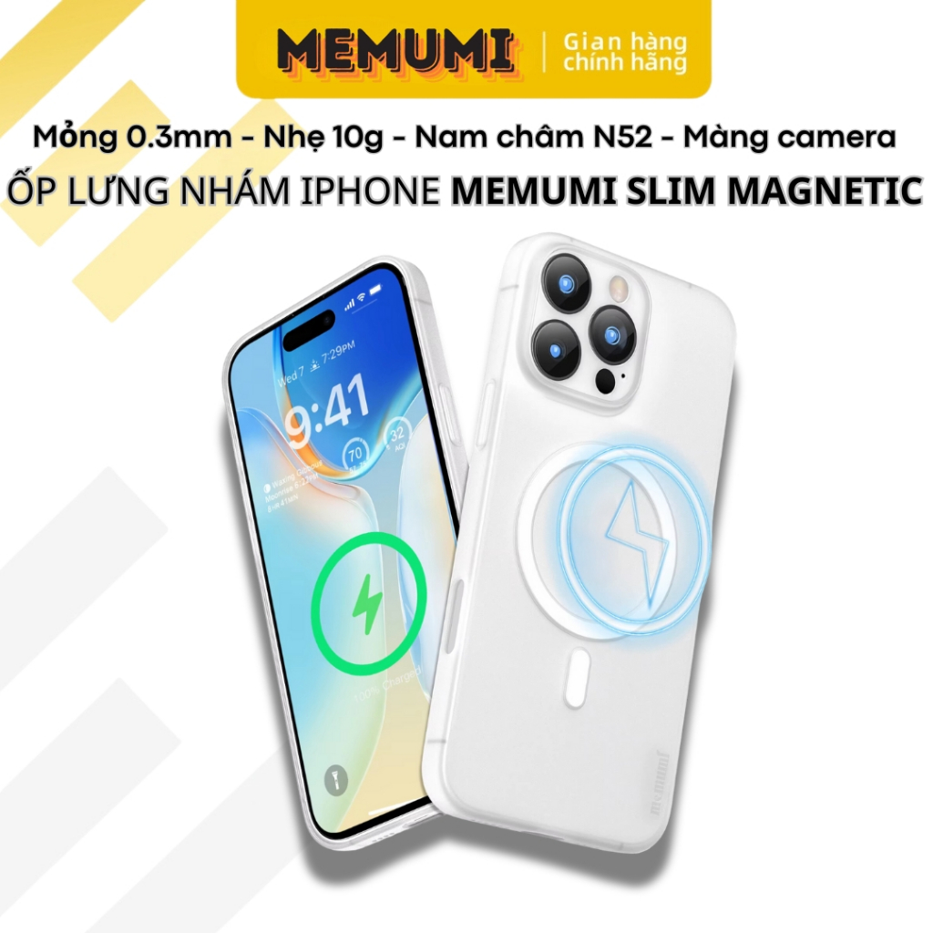 Ốp Memumi Slim Case Magnetic - Nhám Siêu Mỏng 0.33mm Hỗ Trợ Sạc Không ...