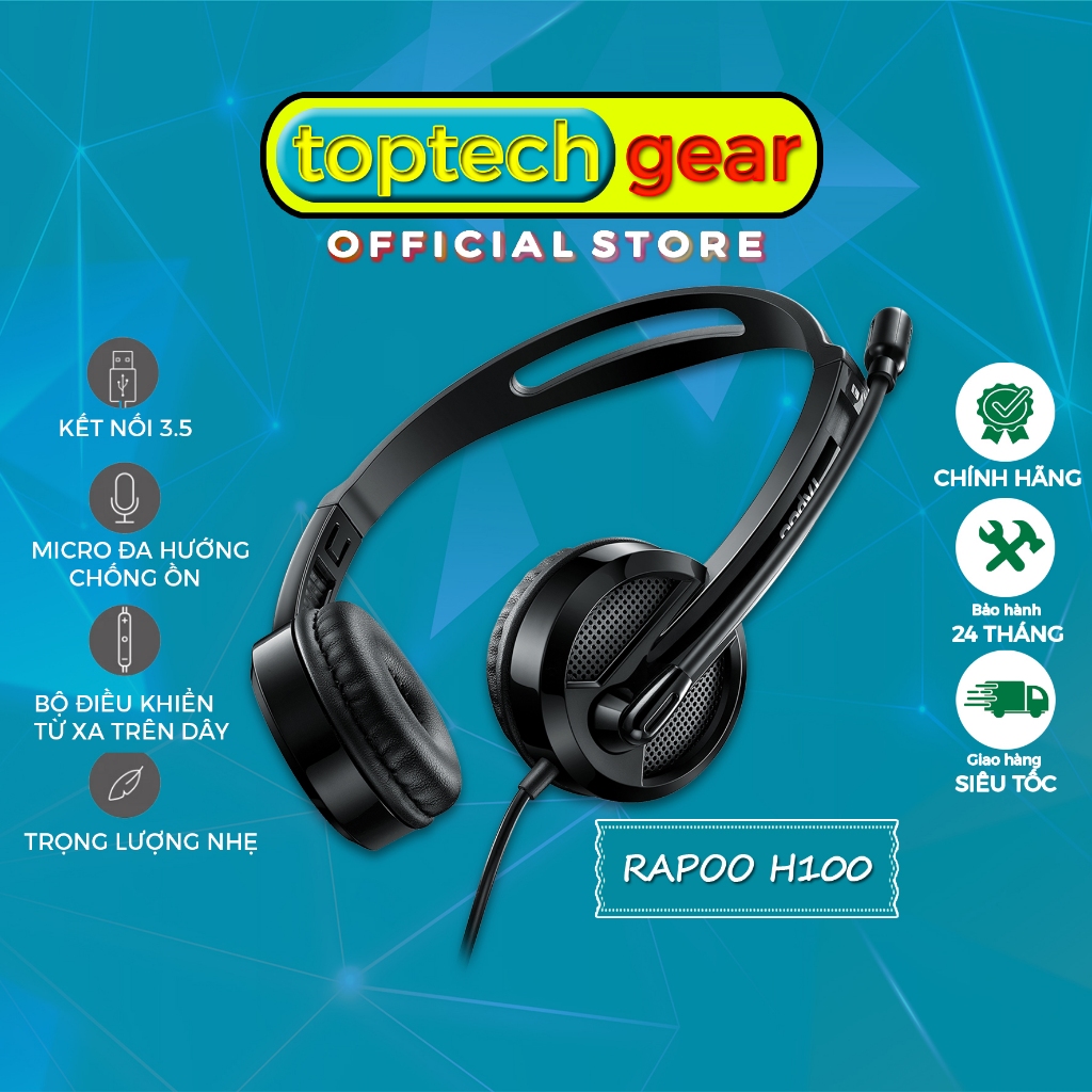 Tai Nghe âm thanh nổi có dây RAPOO H100 3.5mm | H120 Công Nghệ Mới | Shopee Việt Nam