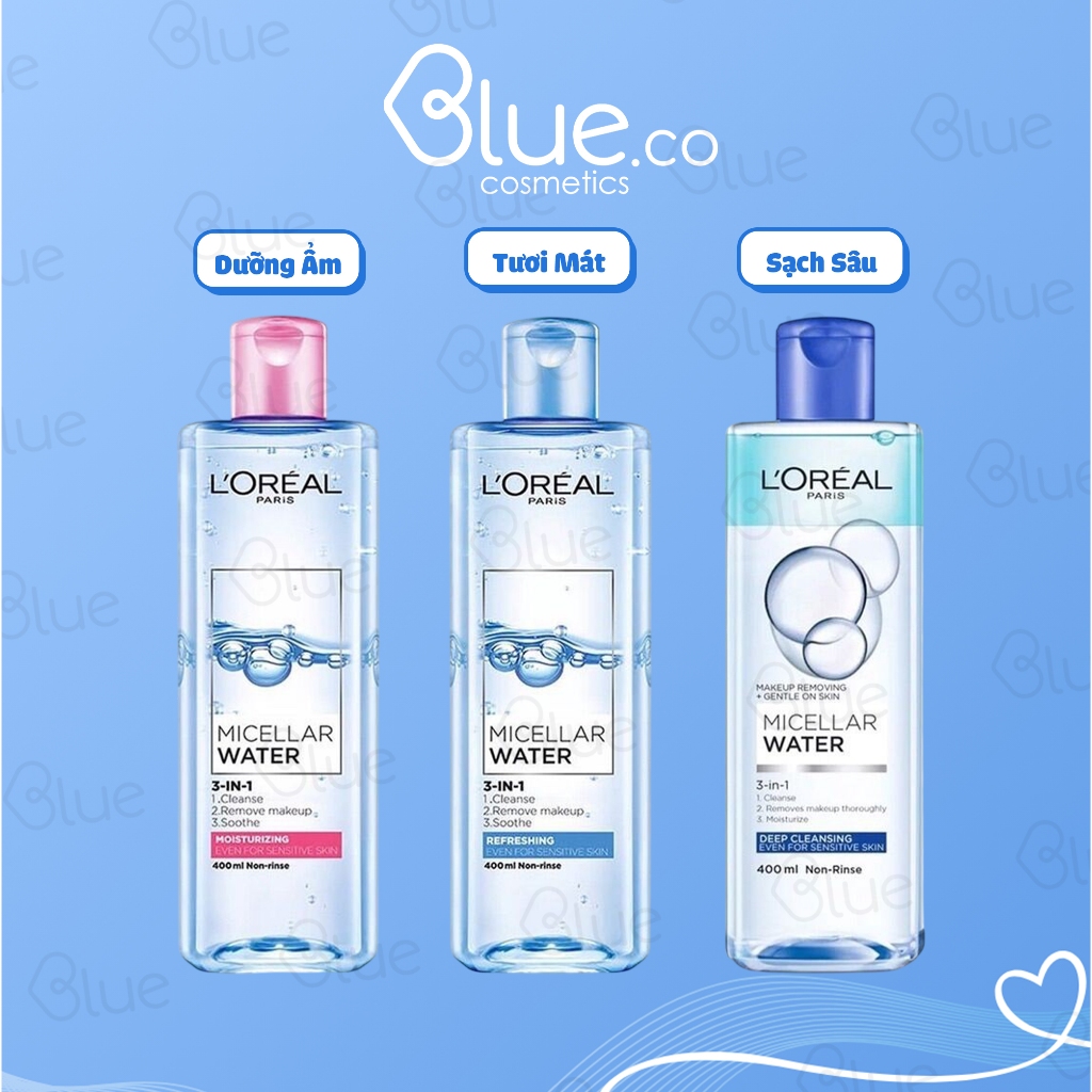 Nước tẩy trang cho mọi loại da L'Oreal Paris 3in1 Micellar Water 400ml | Shopee Việt Nam