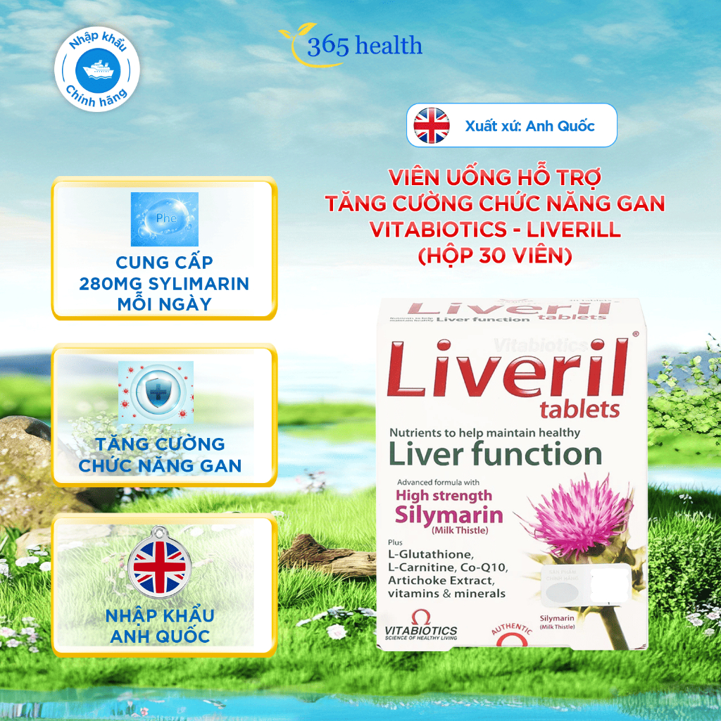 Viên uống Vitabiotics Liveril Tablets hỗ trợ thải độc gan, bảo vệ và ...