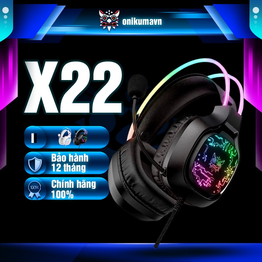 Tai nghe Gaming ONIKUMA X22 Cắm dây jack 3.5mm, Đèn led RBG Magic ...