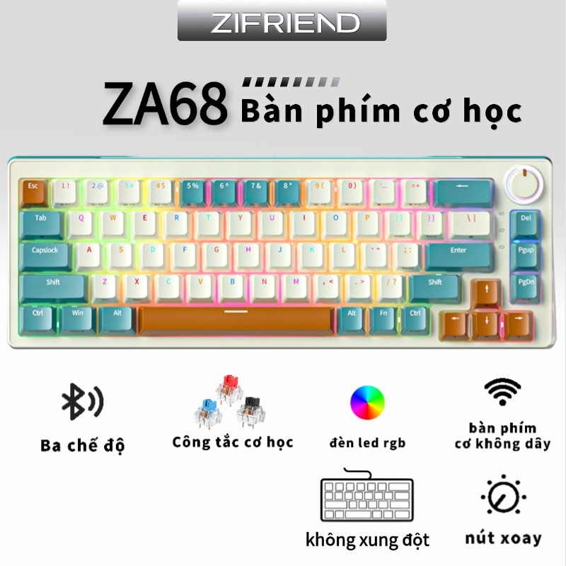 Bàn Phím Cơ ZIFRIEND ZA68 Pro 68 Phím - RGB 22 Chế Độ - Phím Chống ...