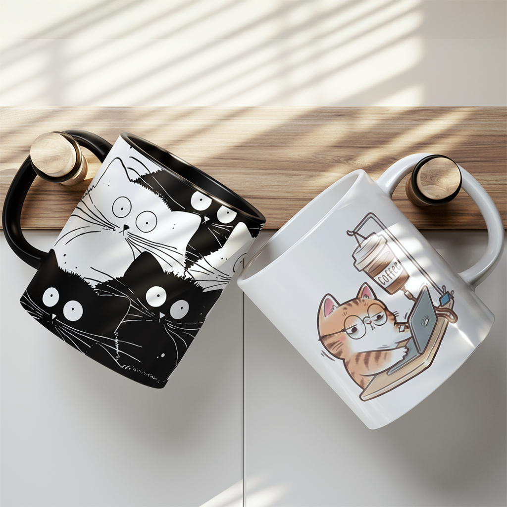 Ly Sứ Cốc Sứ Mèo Đen, Mèo Cam Dễ Thương, Cốc Uống Nước Cute, Đáng Yêu ...