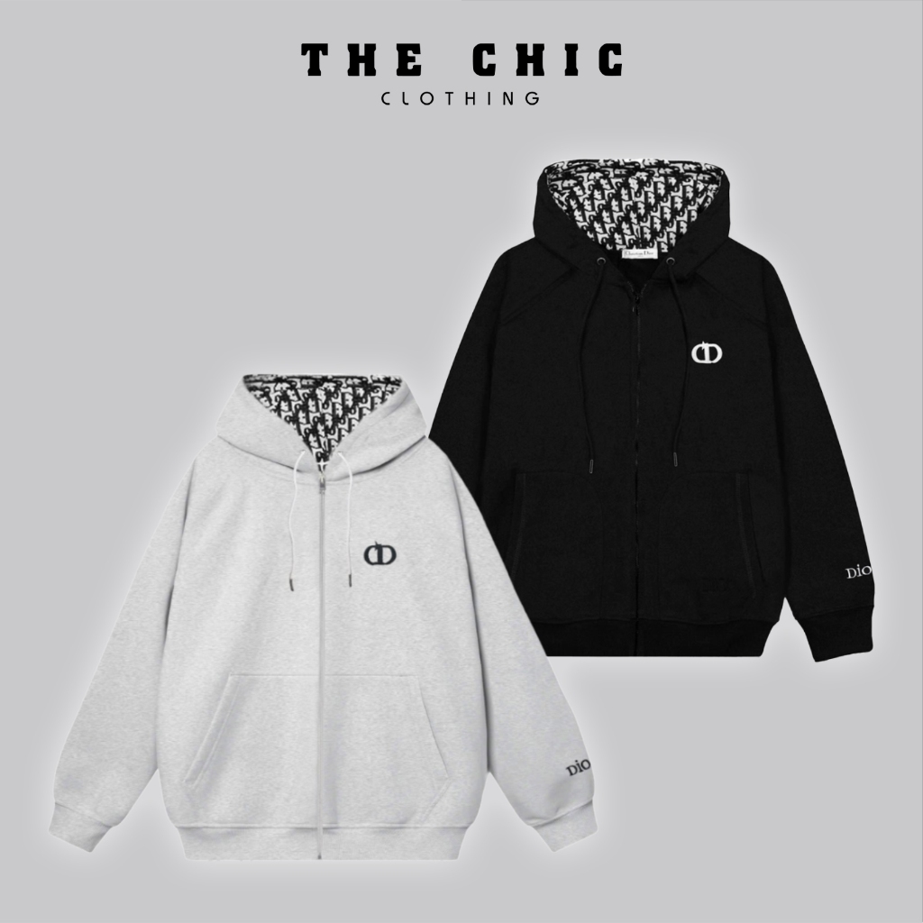 Áo Khoác Hoodie Zip Đì O Monogram Nón - Chất Nỉ Chân Cua Không Xù Mềm ...