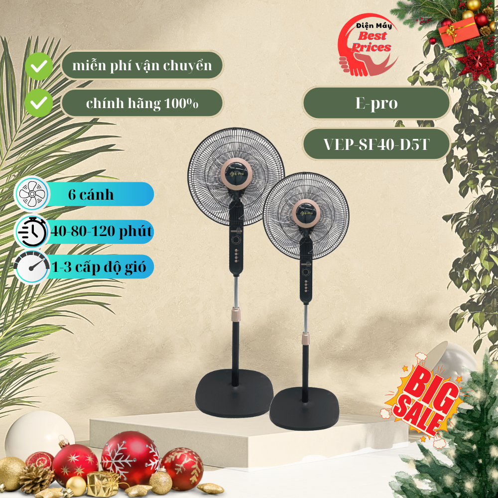VEP-SF40-D5T Quạt đứng E-pro VEP-SF40-D5T - kết cấu 6 cánh thổi mát ...