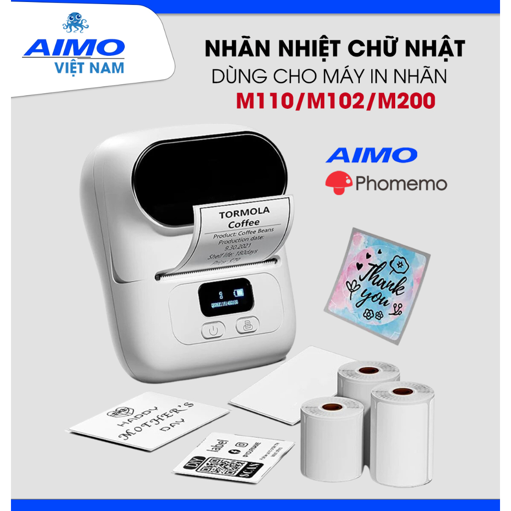 Nhãn Nhiệt Nền Màu Chữ Nhật Cho Máy In Nhãn AIMO/Phomemo M110/M200/M220 | Shopee Việt Nam