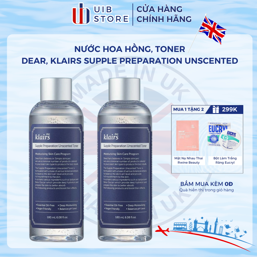 Nước hoa hồng Toner Dear, Klairs Supple Preparation Unscented Toner ...