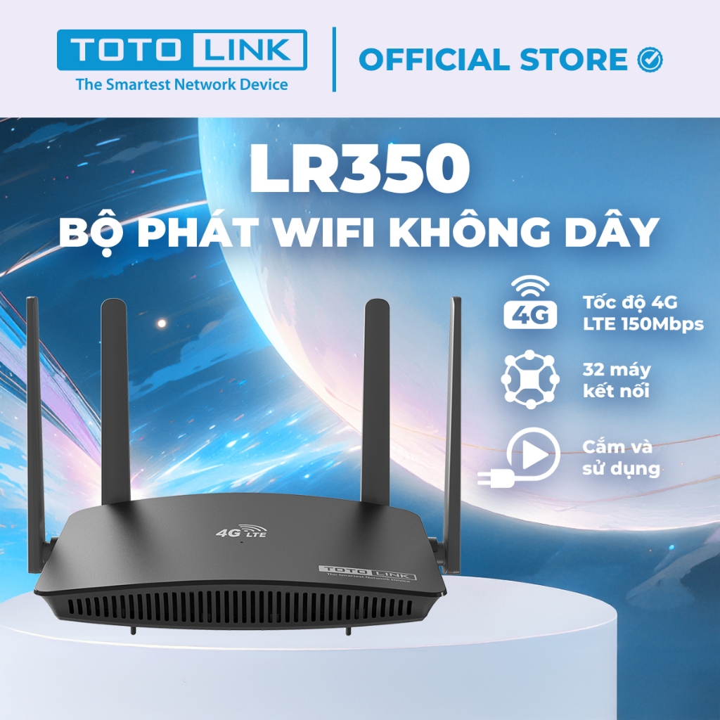 Bộ phát 4G LTE Wi-Fi đi động TOTOLINK LR350 - Chuẩn Wi-Fi-N tốc độ 300Mbps (Hỗ trợ SIM 4G ...