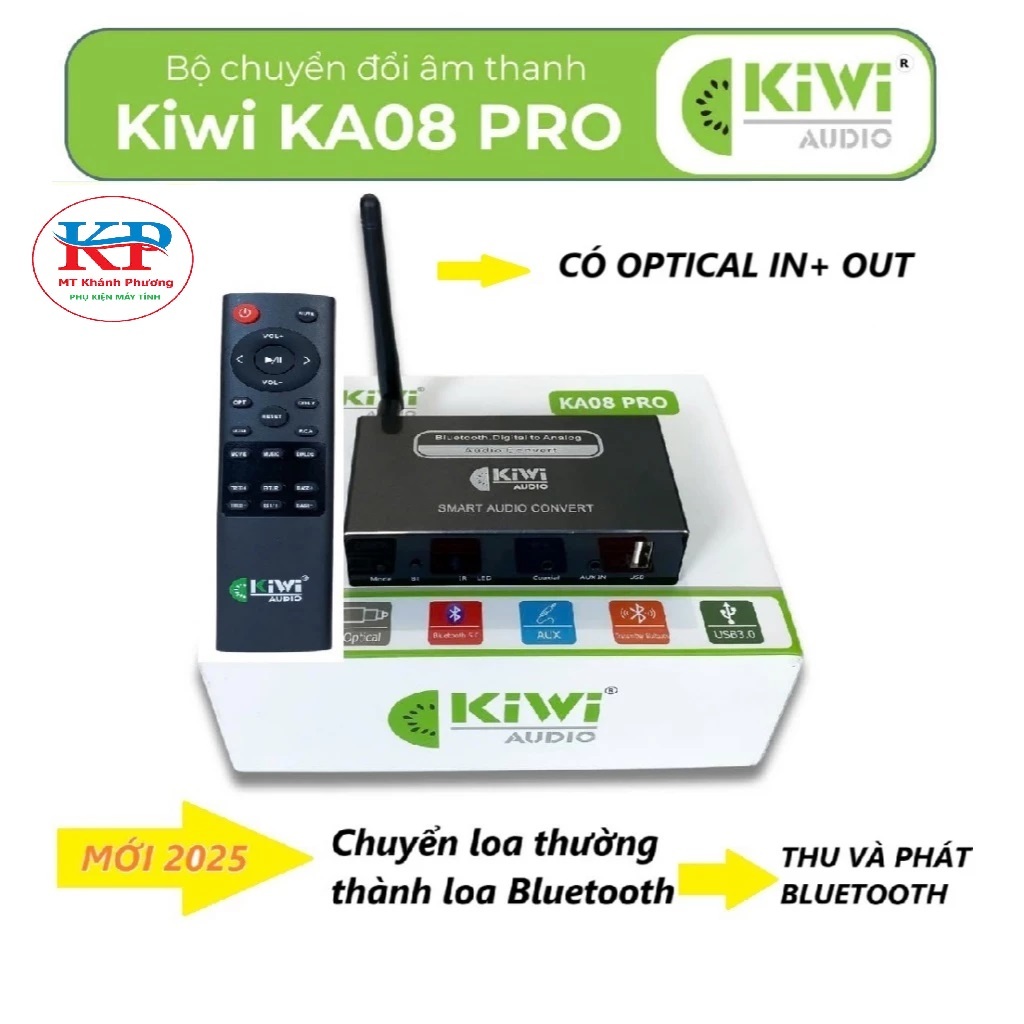Kiwi KA08 PRO Bluetooth Bộ chuyển đổi Âm Thanh kỹ thuật số Optical, Toslink sang Âm Thanh Analog ...