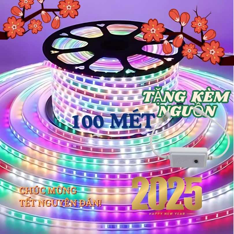 50M 100M dây đèn led 2835 nháy đuổi bọc plastic, chống nước, tặng kèm ...