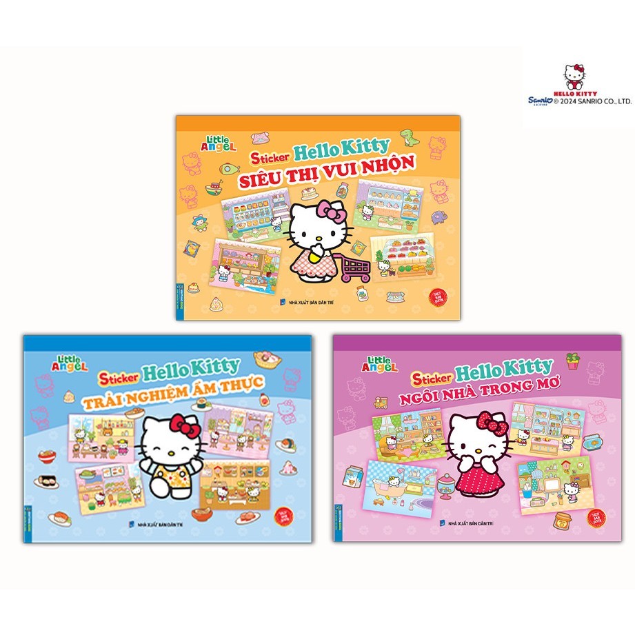 sách - combo 3c Sticker Hello kitty Trải nghiệm ẩm thực ; ngôi nhà trong mơ ; siêu thị vui nhộn ...