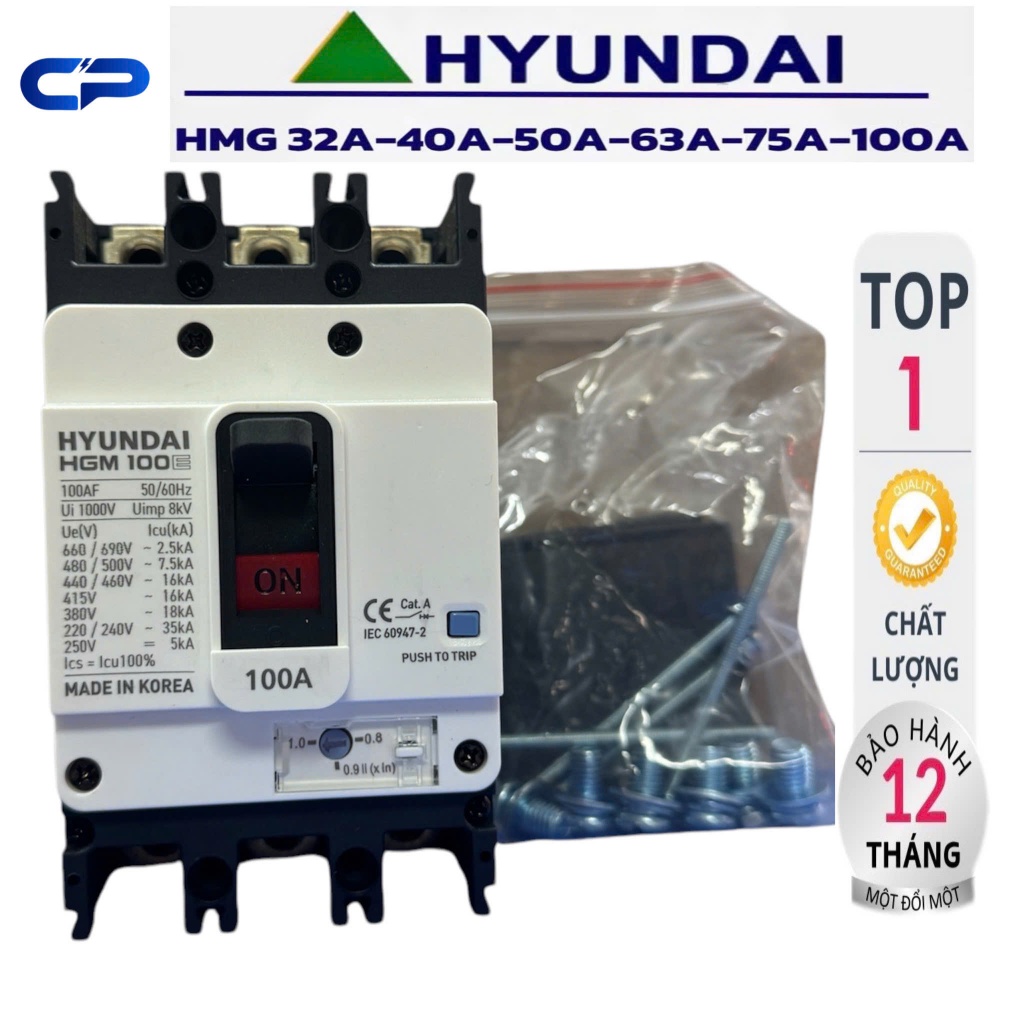 Aptomat khối MCCB 3 Pha HGM100E- F Hyundai dòng 30A~100A/ 16kA Cầu Dao Điện 3P An toàn | Shopee ...