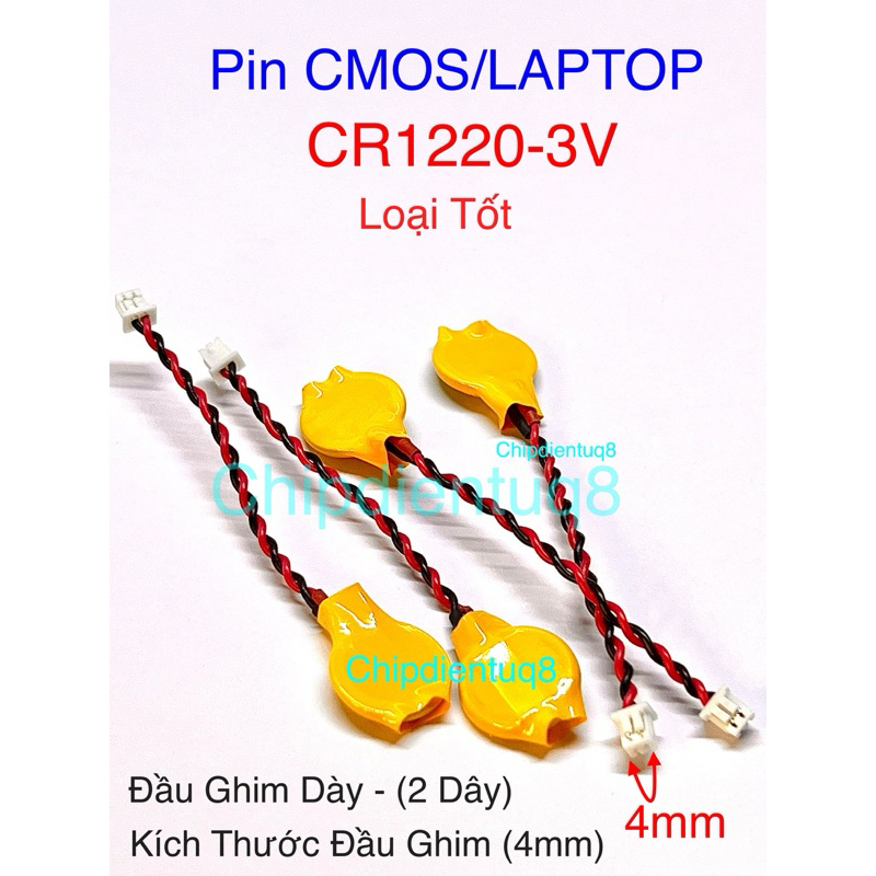 Pin CMOS/LAPTOP/CR1220-3V- Đầu Ghim Dày, 2 Dây, Kích Thước Đầu Ghim 4mm ...