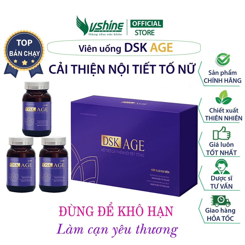 Viên Uống DSK AGE VSHINE - Hỗ Trợ Cải Thiện Nội Tiết Tố Nữ - Hộp 3 Lọ x 15 Viên | Shopee Việt Nam