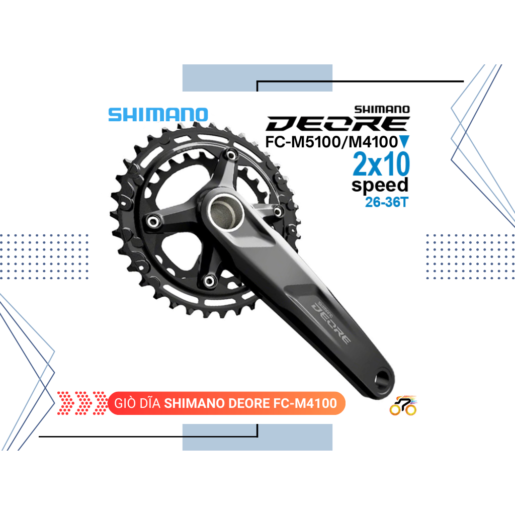 GIÒ DĨA XE ĐẠP MTB - SHIMANO DEORE FC M4100 - 26-36T - NHÔM (KHÔNG KÈM ...