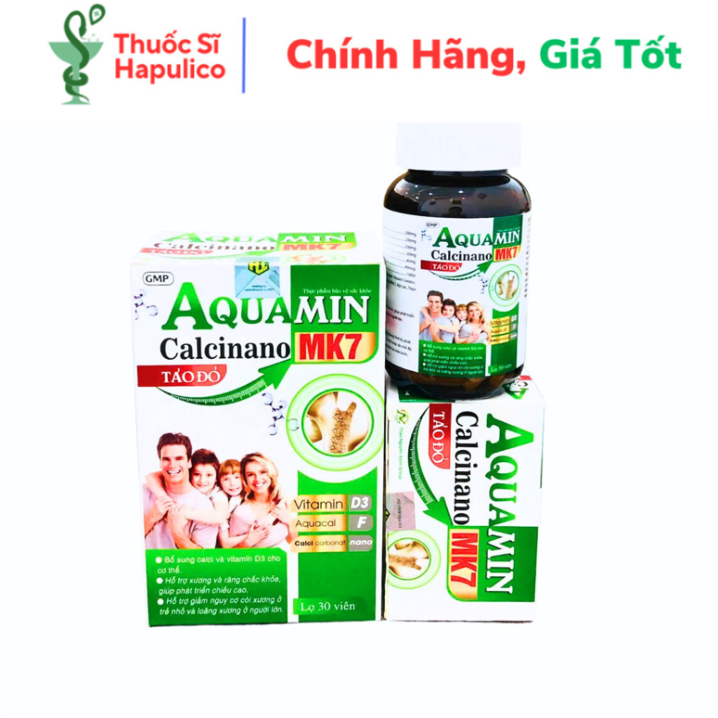 Viên uống Aquamin Calcinano MK7 Bổ sung Calci và vitamin D3 cho cơ thể Hỗ trợ xương và răng chắc ...