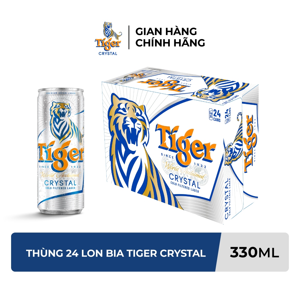 Nồng độ cồn 4.6% - Thùng 24 lon bia Tiger Crystal 330ml/lon | Shopee Việt Nam