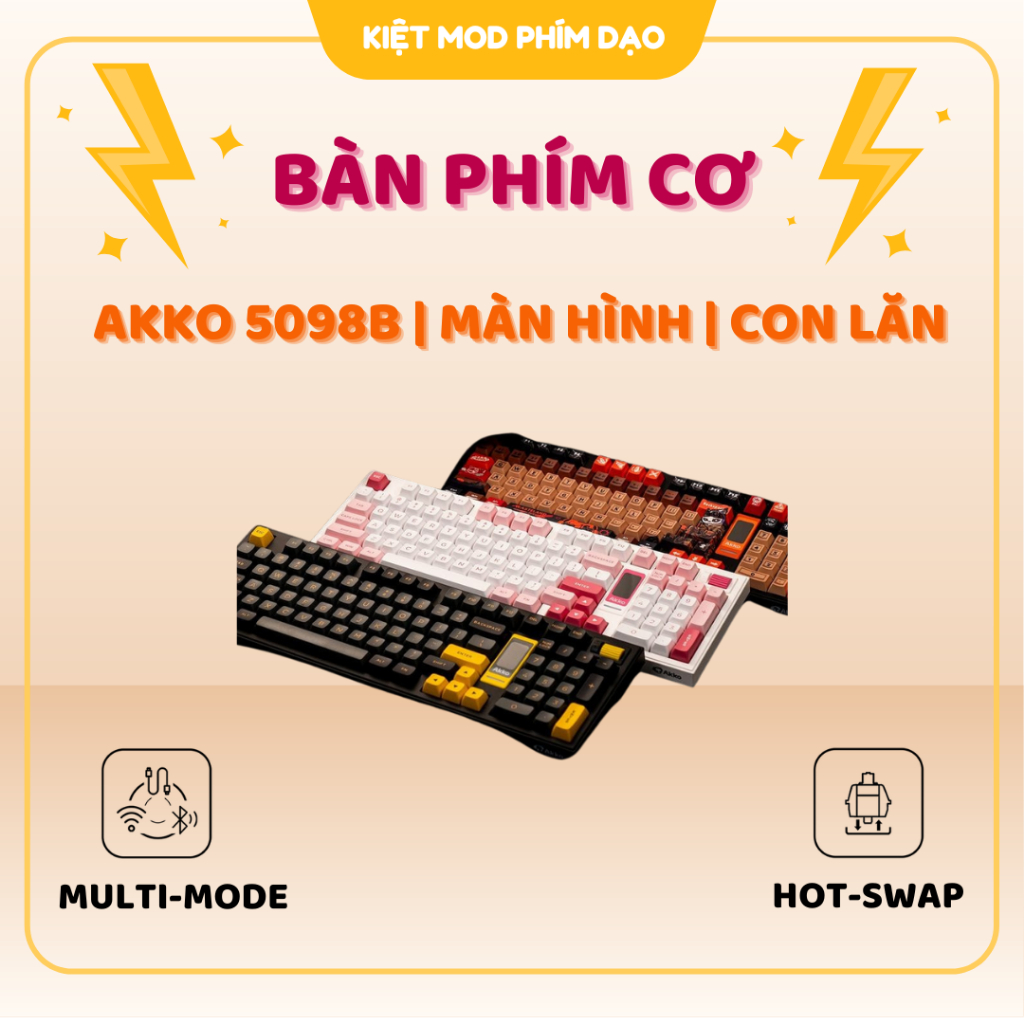 Bàn Phím Cơ Akko 5098B | 3 Modes | Màn Hình | Con Lăn | Led Viền ...