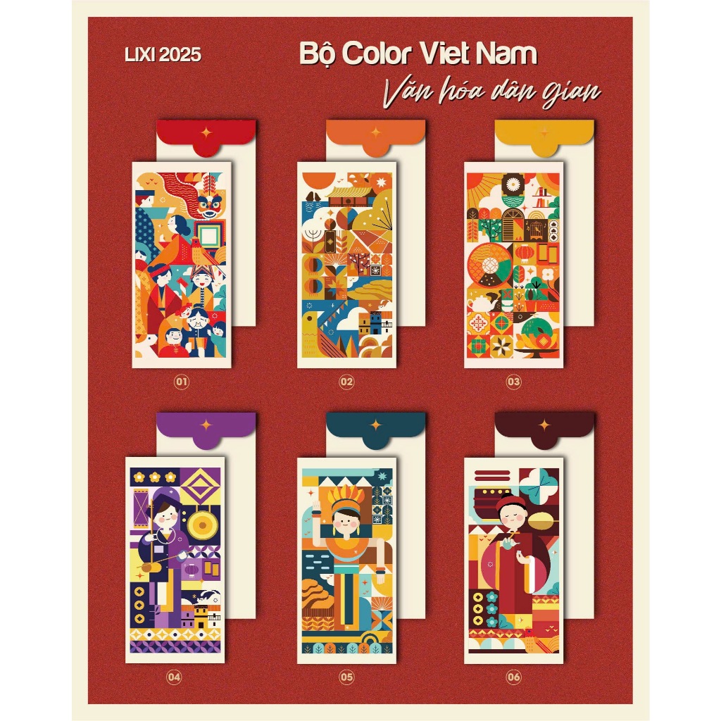 Bộ Lì Xì COLOR Văn Hóa Dân Gian Thiết Kế Dày Dặn Màu Sắc Đậm Đà Văn Hóa ...