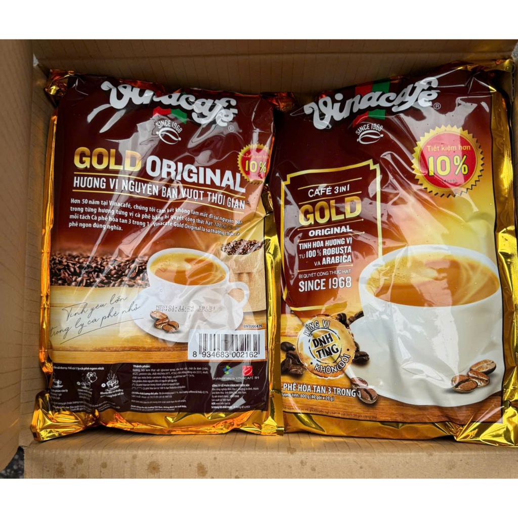 Cà phê sữa Vinacafe 3 in 1 Gold Original 800g (40 gói x 20g) | Shopee Việt Nam