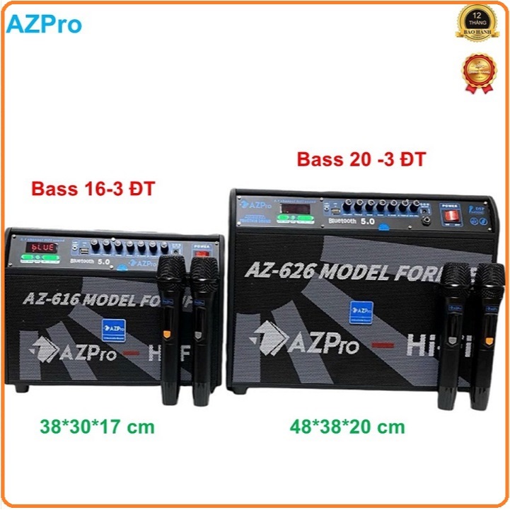 Loa Vali Bluetooth chính hãng Zapro,AZ-616/626 Bass 16~20,3 đường tiếng,Kèm 2 mic không dây ...