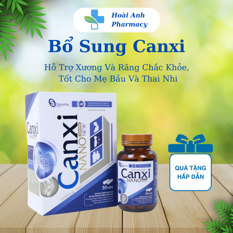 Viên uống Canxi cho bà bầu bổ sung Canxi Nano, giúp chắc khỏe xương, canxi hữu cơ không táo bón ...