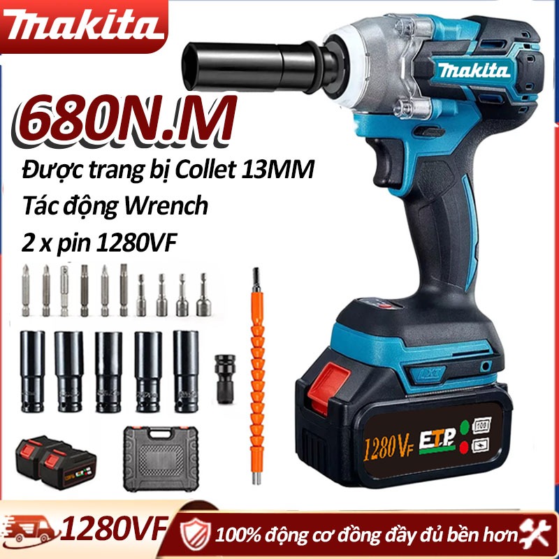 Máy Siết Bulong Pin 1280VF, Máy bắn bulong, Lực Siết 380Nm, ốc bulong, bắt vít, khoan, Đầu 2 ...