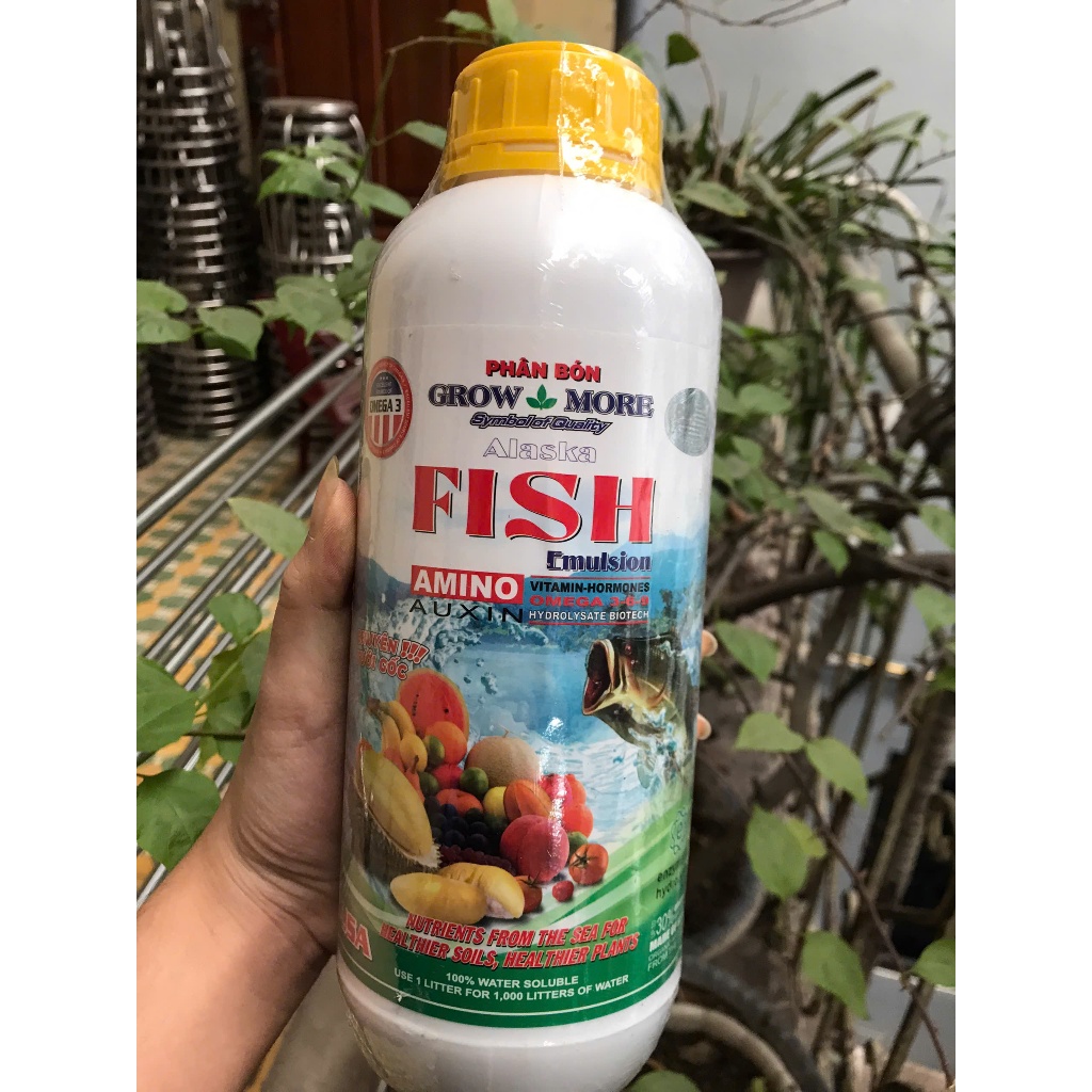 Phân bón lá Đạm Cá chai 1 lít Grow More Alaska Fish Emulsion Amino Dùng ...