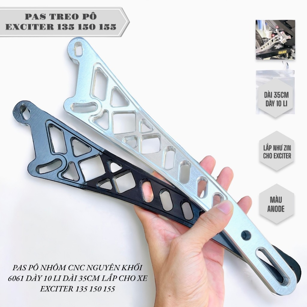 Pas treo pô EXCITER 150-155 dày 10li chất liệu nhôm cnc nguyên khối ...