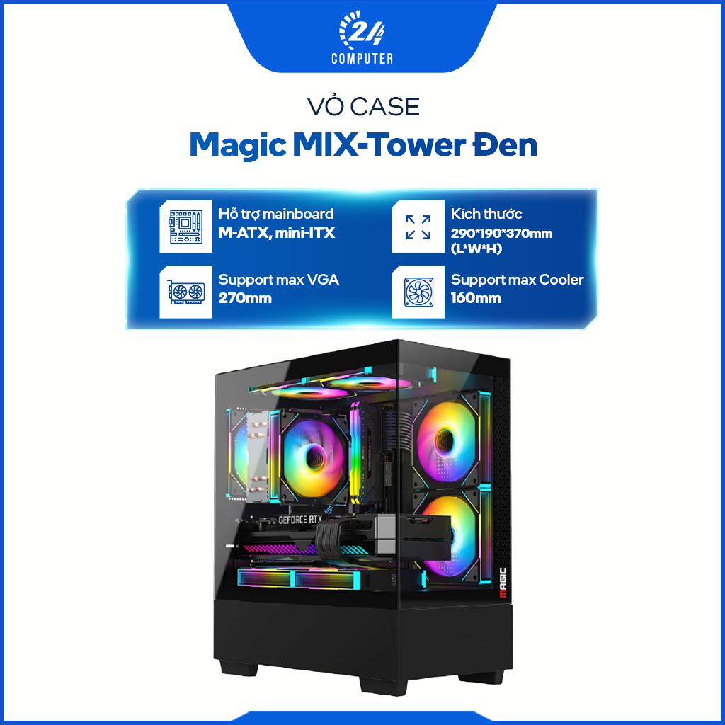 Vỏ Case Magic Mix Tower Black (MATX/Mid Tower/Màu Đen) | Shopee Việt Nam