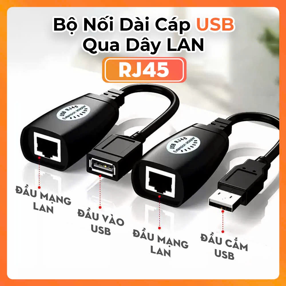 Bộ Nối Dài Cáp USB Qua Dây LAN RJ45 50M | Shopee Việt Nam