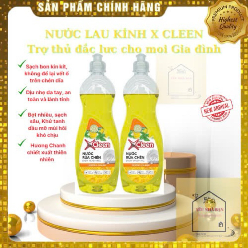Nước rửa chén X-Cleen Hương Chanh 750gr Siêu khử tanh dịu da tay rửa chén/bát bọt nhiều tiết ...