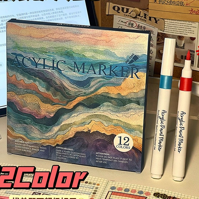 Set 12- 24 bút Acrylic maker vẽ được trên nhiều chất liệu, nhanh khô ...