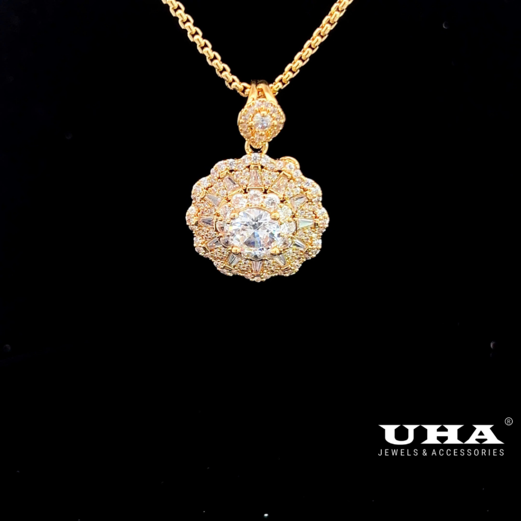 M1590 Mặt và dây chuyền nữ đính đá CZ cao cấp sáng lấp lánh UHA | Shopee Việt Nam