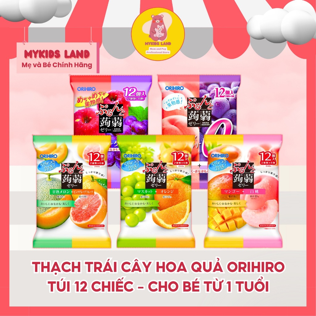 [DATE T11.2025] Thạch Trái Cây Hoa Quả ORIHIRO 12 Chiếc - Thạch Túi TARAMI Nhật Bản Nhiều Vị Cho ...