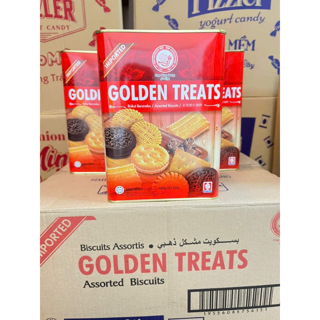 Bánh Quy Hỗn Hợp Golden Treats - Hup Seng - Malaysia - Hộp Thiếc 600g ...
