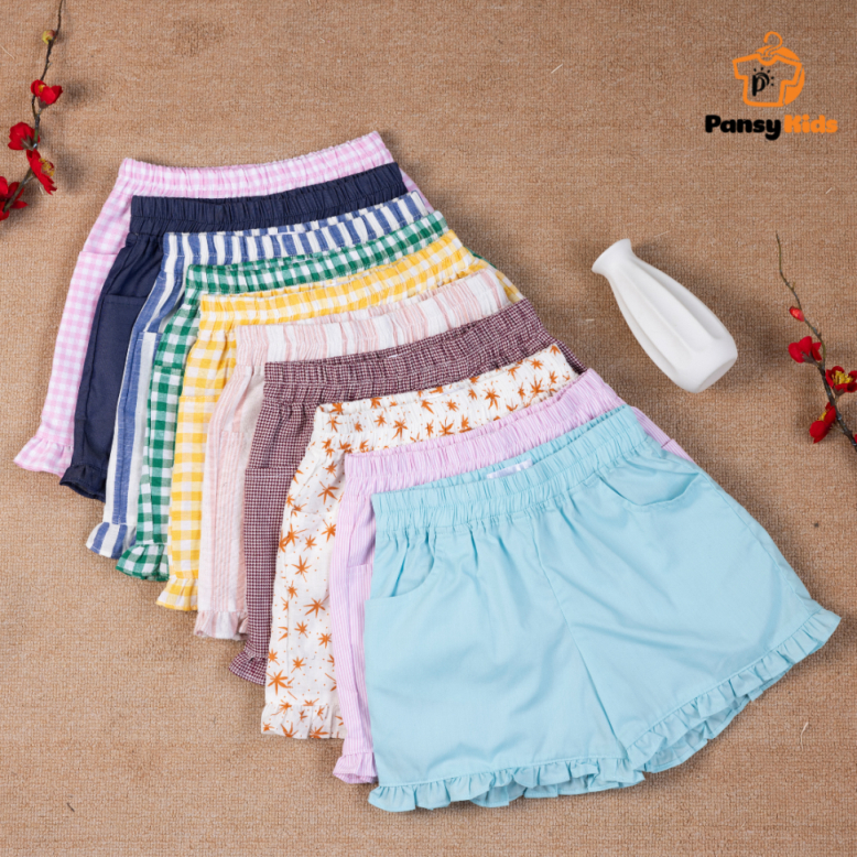 Quần đùi bé gái Pansy Kid vải cotton mềm mại nhiều màu cho bé gái từ 1 ...