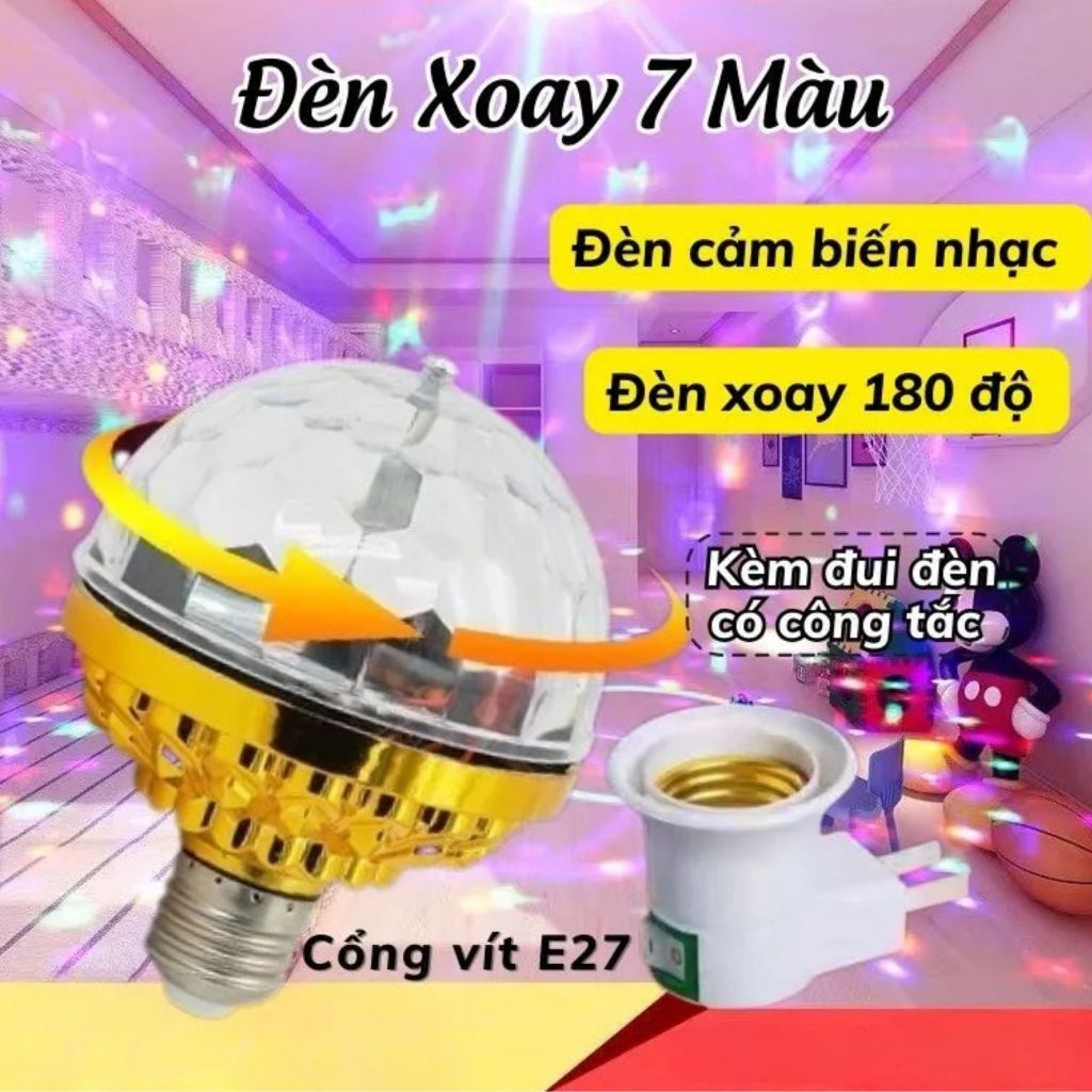 Đèn Led Nháy Chớp 7 Màu 5 Chế Độ Tự Xoay Đui Tròn Cao Cấp - Đèn LED Vũ Trường Xoay | Shopee Việt Nam