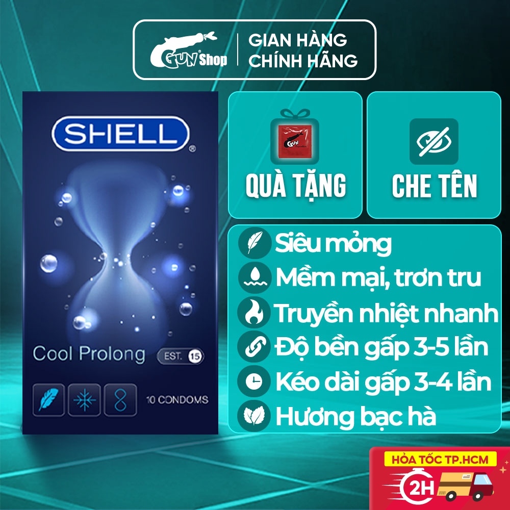 Bao cao su Shell Cool Prolong kéo dài thời gian, siêu mỏng hộp 10 cái | GUNSHOP VIỆT NAM ...
