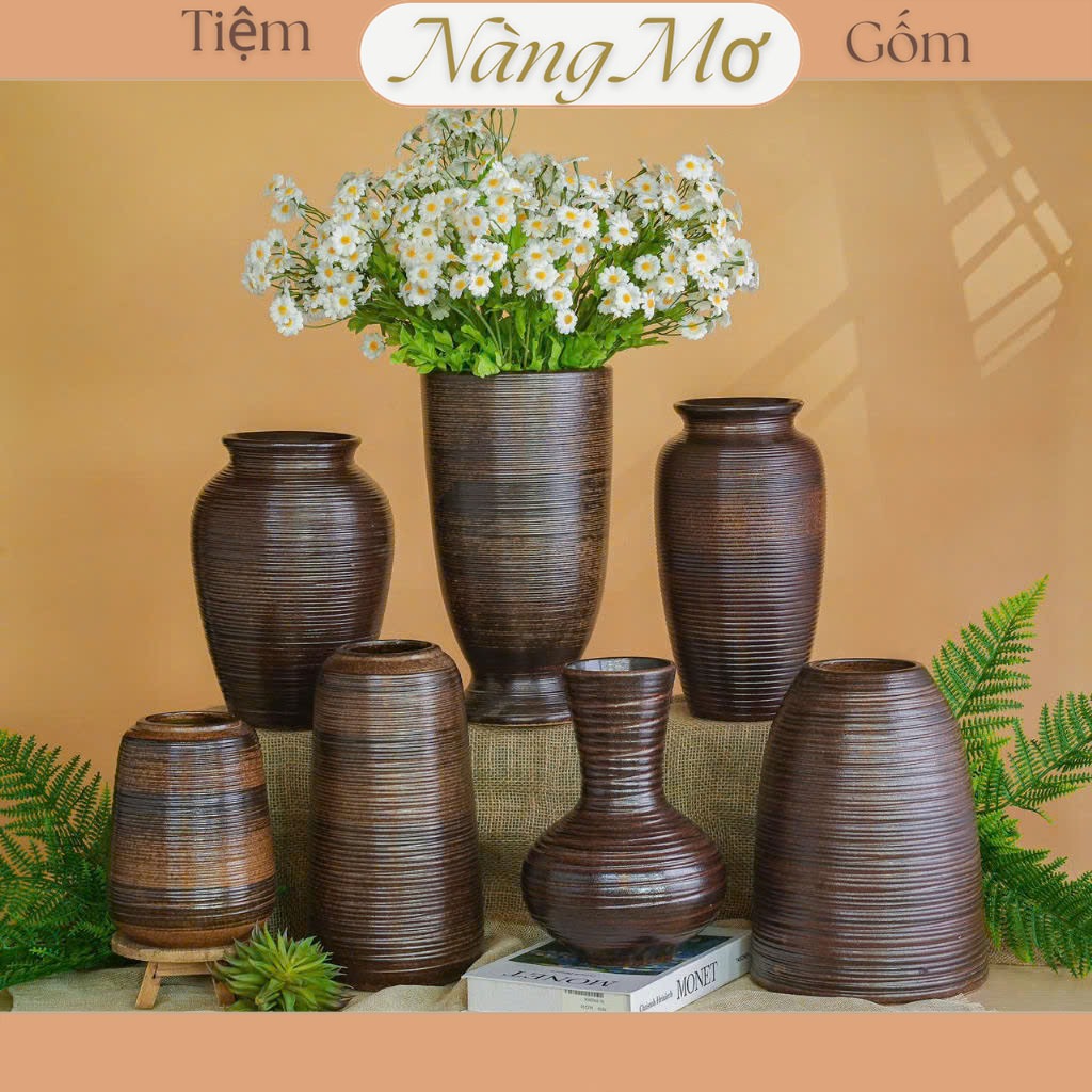 Lọ hoa nâu mộc Bát Tràng nhiều dáng decor trang trí nhà cửa BT236 ...