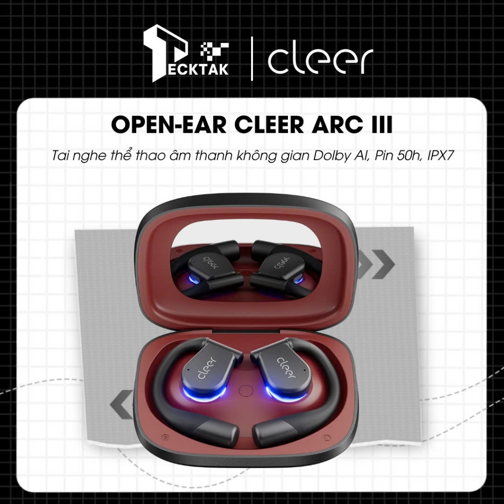 Tai nghe dẫn xương thể thao cao cấp Open-Ear Cleer ARC III (3), âm thanh không gian Dolby AI ...