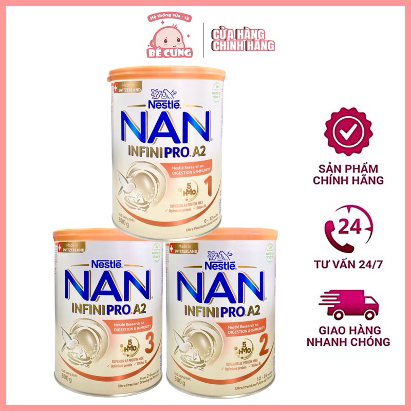 Sữa bột NAN Infini Pro A2 số [1/2/3] 800g/400g - Đạm Cao Cấp A2 Và 5HMO ...