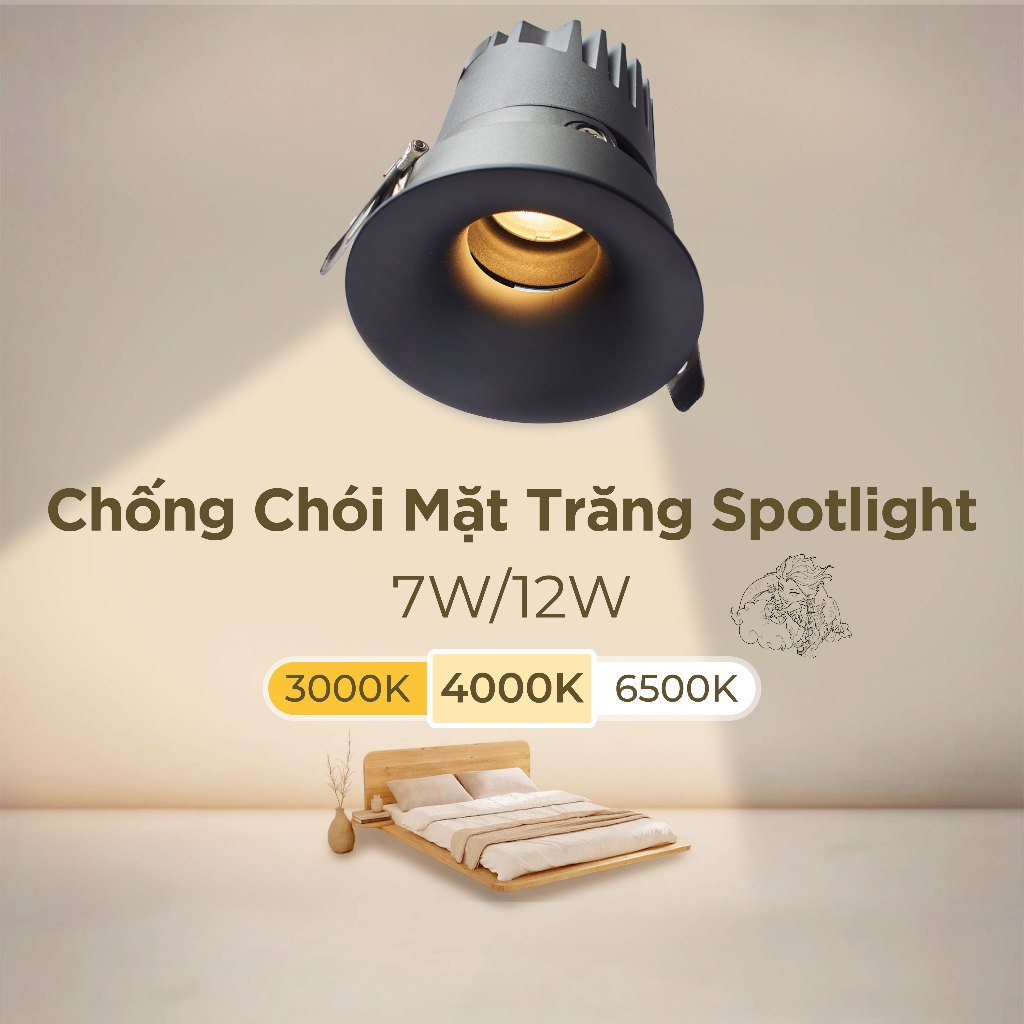 Bộ đèn Âm Trần Chống Chói Mặt Trăng Spotlight (by MD Ledlighting ...