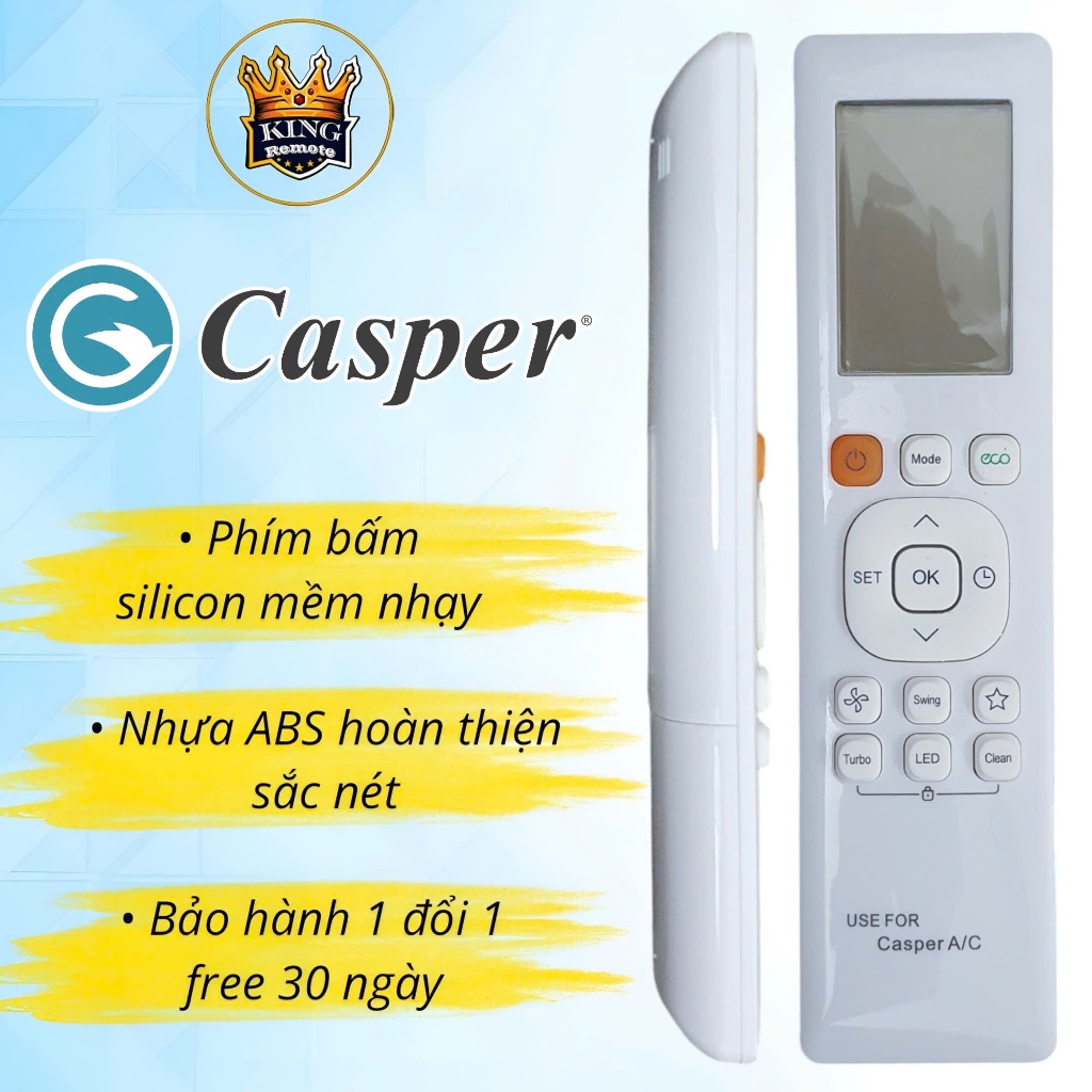 Điều khiển remote điều hòa Casper 2 chiều dài phím cam hàng loại 1 tín ...
