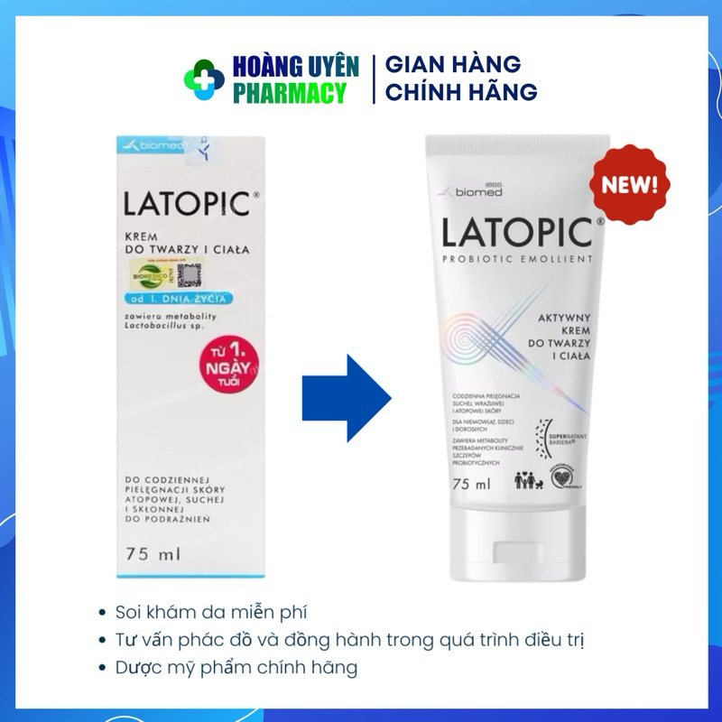 Kem dưỡng cho da nhạy cảm Latopic Probiotic Emollient Biomed 75ml ...