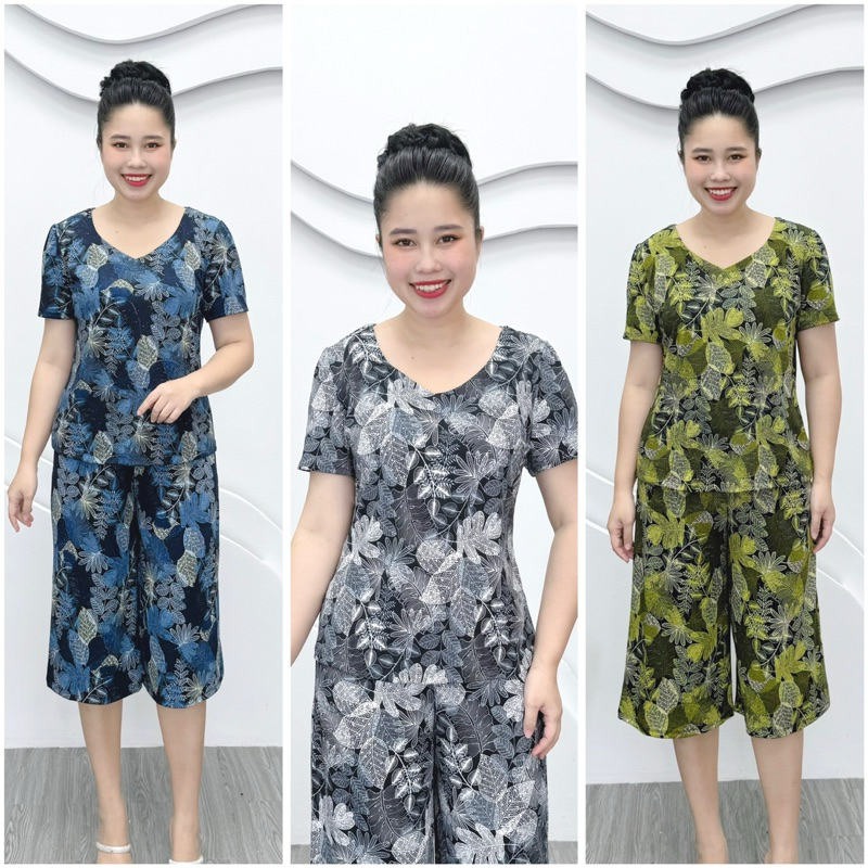 L80 đồ bộ lững trung niên thun aty mỹ quần rộng 50-80kg | Shopee Việt Nam