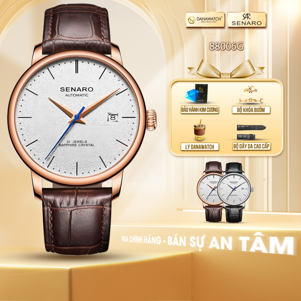 Đồng hồ Nam Chính hãng SENARO 88006G.MWZ Automatic, Sapphire chống trầy ...