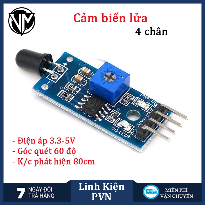Module cảm biến lửa 3 CHÂN - 4 CHÂN, Mạch cảm biến phát hiện ngọn lửa ...