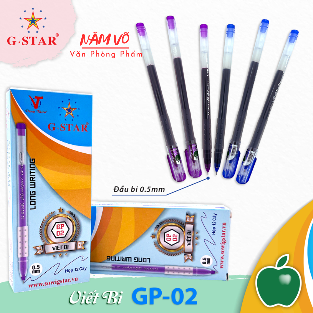 [GP02] HỘP 12 Cây Viết Gel Nước / Bút Gel Nước G-Star / Gstar GP-02 Ngòi Bi 0.5mm ( Mực Xanh ...